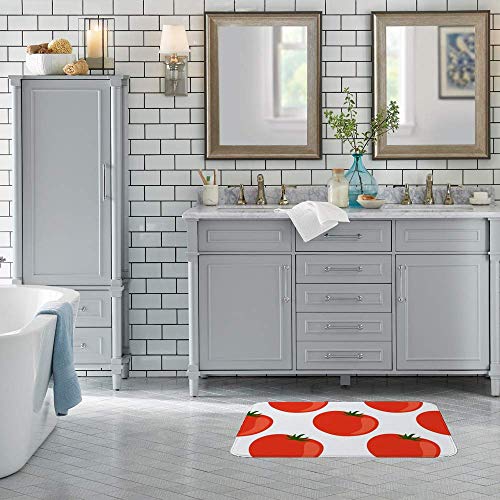 ZHONGJI Bath Mat Bath Rug Floor Mats Non-Slip Memory Foam Soft Rubber Back Bright Red Tomatoes Dry Fast Machine Washable Hotel Bathroom 36 x 24 Inch