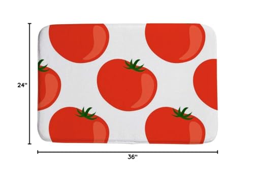 ZHONGJI Bath Mat Bath Rug Floor Mats Non-Slip Memory Foam Soft Rubber Back Bright Red Tomatoes Dry Fast Machine Washable Hotel Bathroom 36 x 24 Inch