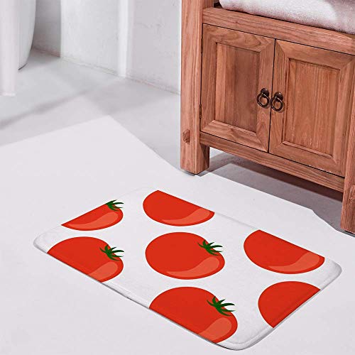 ZHONGJI Bath Mat Bath Rug Floor Mats Non-Slip Memory Foam Soft Rubber Back Bright Red Tomatoes Dry Fast Machine Washable Hotel Bathroom 36 x 24 Inch