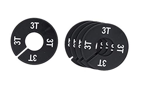 NAHANCO CBWKIT6 Black Round Clothing Size Divider with White Print for Baby/Kid Sizes, 3Mos β 4T, Kit of 50 (10 Sizes of 5 Each)