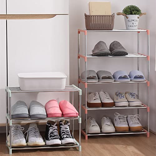 Daofako 3 Tiers Small Shoe Rack .Stackable Shoe Shelf Storage Organizer for Entryway Hallway Closet Bathroom Living Room (Black)