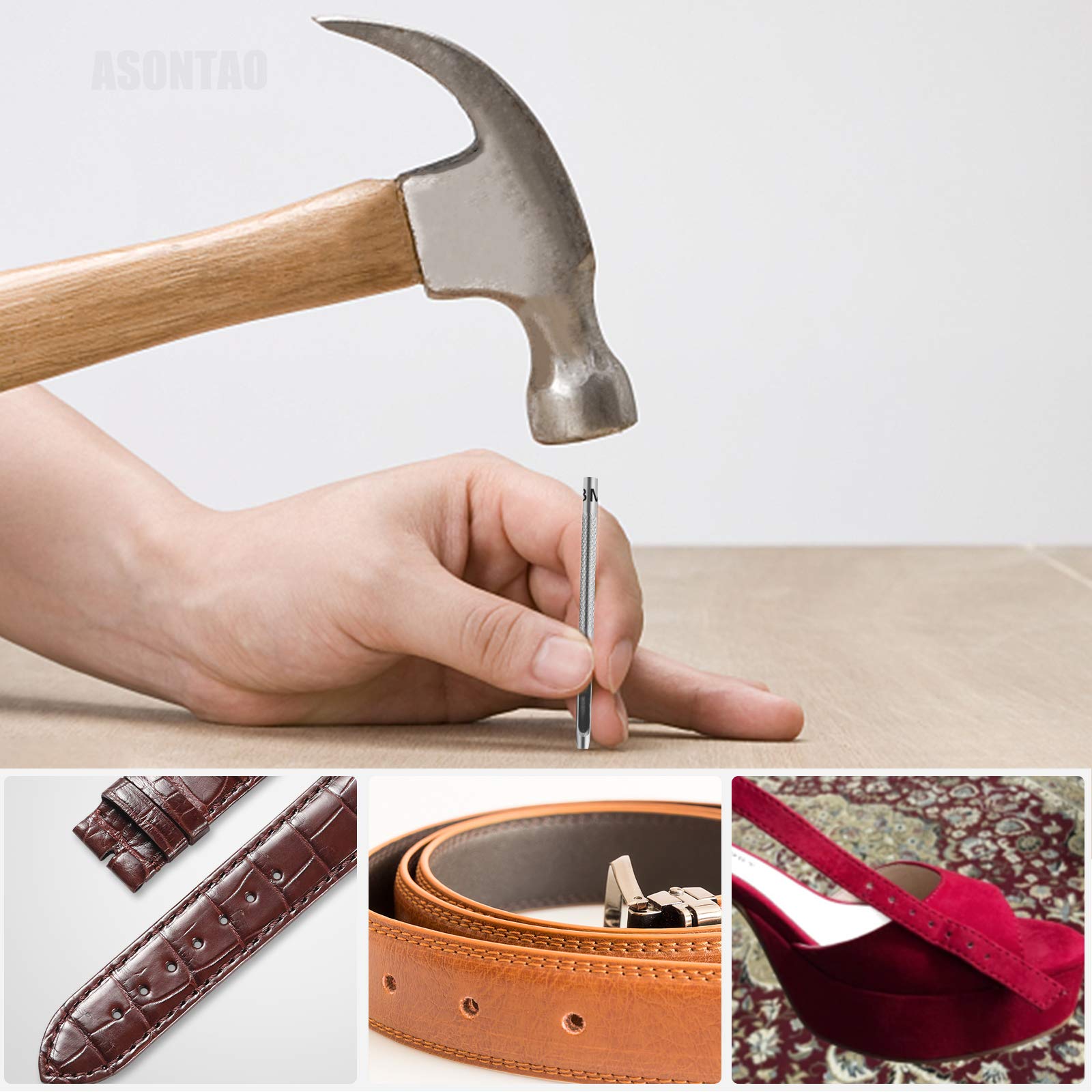 Leather Hole Punch, Leather Stitching Punch Tool for Leather Watch Band, Leather, Gasket Belt, Fabric, Canvas Paper Plastics. ASONTAO (Hole Punch A)