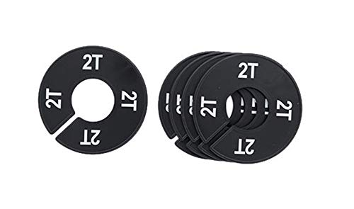 NAHANCO CBWKIT6 Black Round Clothing Size Divider with White Print for Baby/Kid Sizes, 3Mos β 4T, Kit of 50 (10 Sizes of 5 Each)