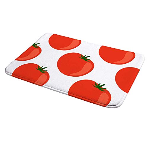 ZHONGJI Bath Mat Bath Rug Floor Mats Non-Slip Memory Foam Soft Rubber Back Bright Red Tomatoes Dry Fast Machine Washable Hotel Bathroom 36 x 24 Inch