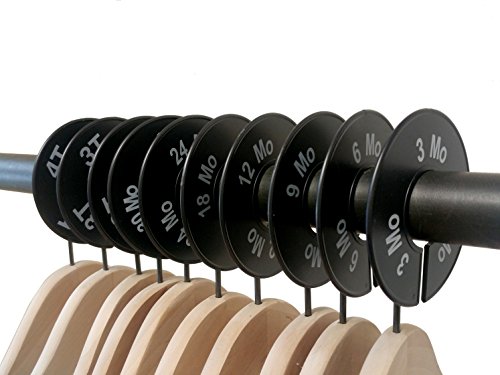 NAHANCO CBWKIT6 Black Round Clothing Size Divider with White Print for Baby/Kid Sizes, 3Mos β 4T, Kit of 50 (10 Sizes of 5 Each)