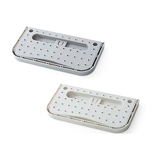 2 Pack Hanging Shoe Organizer, Wall Mounted Shoes Rack, Foldable Shoes Holder, Adhesive Storage Shoe Shelf for Space Saving, Hanging Plastic Shoe Organizer for Bathroom, RV(Two Colors)