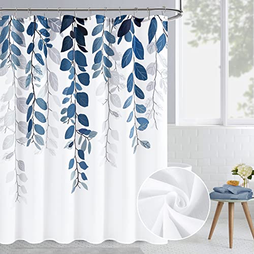 BOODII Blue Eucalyptus Shower Curtain for Bathroom Floral Watercolor Leaves on The Top Shower Curtain Botanical Shower Curtain Nature Fabric Bath Curtain Country Plant Cloth Bathroom Decor 72x72