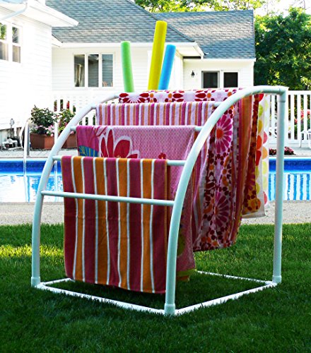TowelMaid Original Curved 7 Bar Freestanding Outdoor Poolside Towel Rack Made in USA