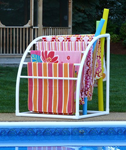 TowelMaid Original Curved 7 Bar Freestanding Outdoor Poolside Towel Rack Made in USA