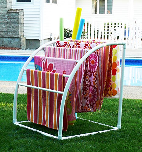 TowelMaid Original Curved 7 Bar Freestanding Outdoor Poolside Towel Rack Made in USA
