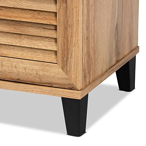 Baxton Studio Coolidge Shoe Cabinets, Oak Brown/Dark Brown