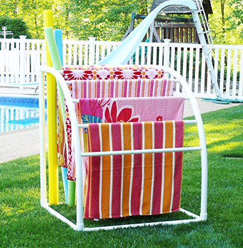 TowelMaid Original Curved 7 Bar Freestanding Outdoor Poolside Towel Rack Made in USA