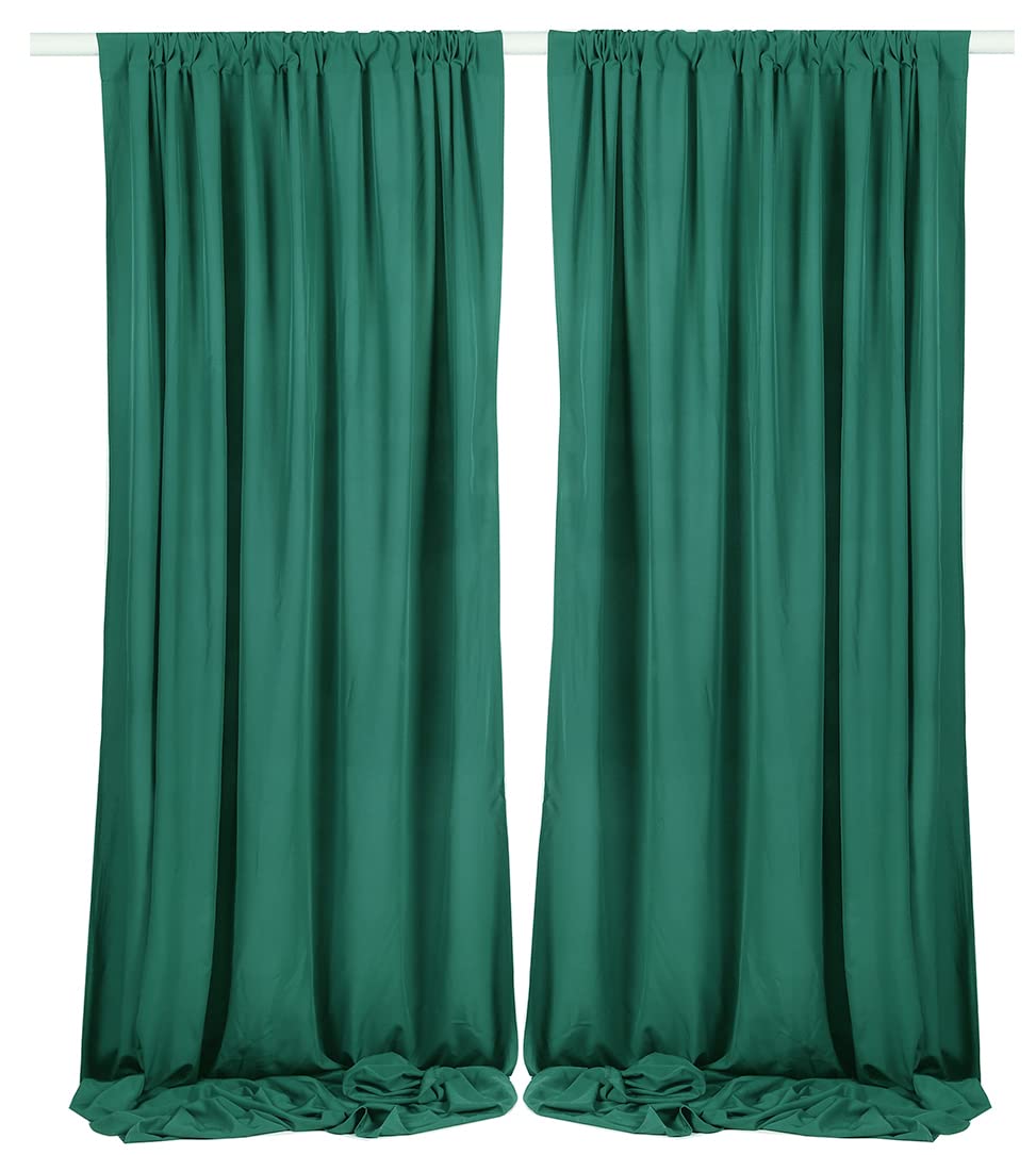 SHERWAY 9.5 Feet x 10 Feet Silky Soft Hunter Green Backdrop Drapes, Polyester Window Curtains for Wedding Party Ceremony Stage Decoration (20% Transparency)