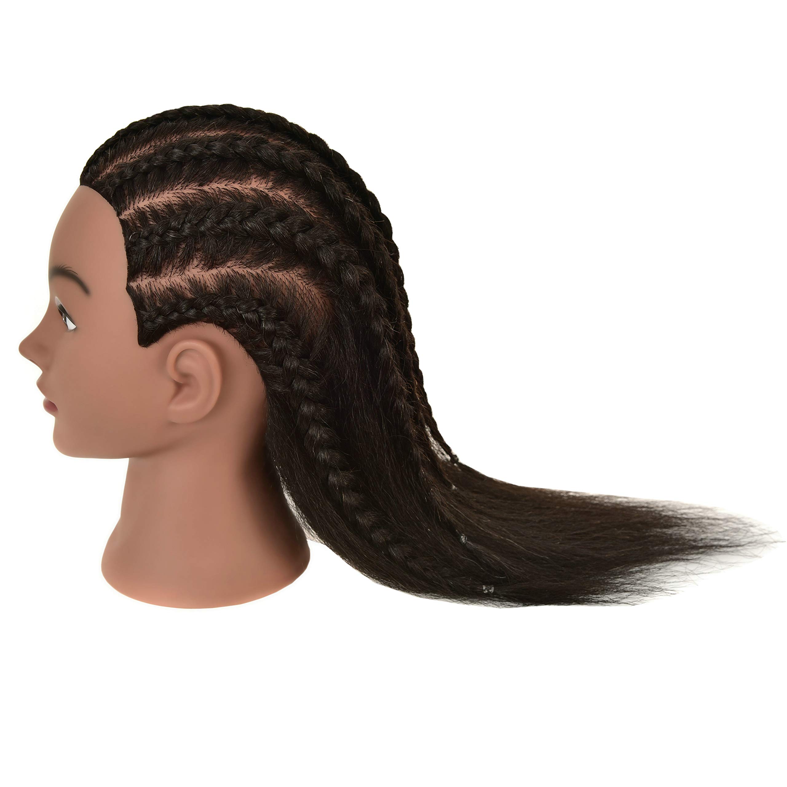 RIHANNAHAIR Mannequin Head with 100% Human Hair Manikin Cosmetology Makeup Manican Doll Display Practice Braiding Styling Training Head with Stand