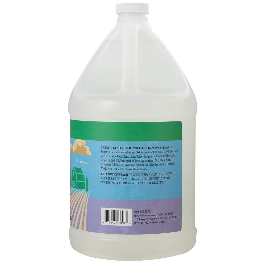 Ginger Lily Farms Botanicals Plant-Based Liquid Dish Soap, Concentrated Formula with Max Grease Cleaning Power, Cruelty-Free, Basil Scent, 1 Gallon Refill (128 Fl. Oz.)