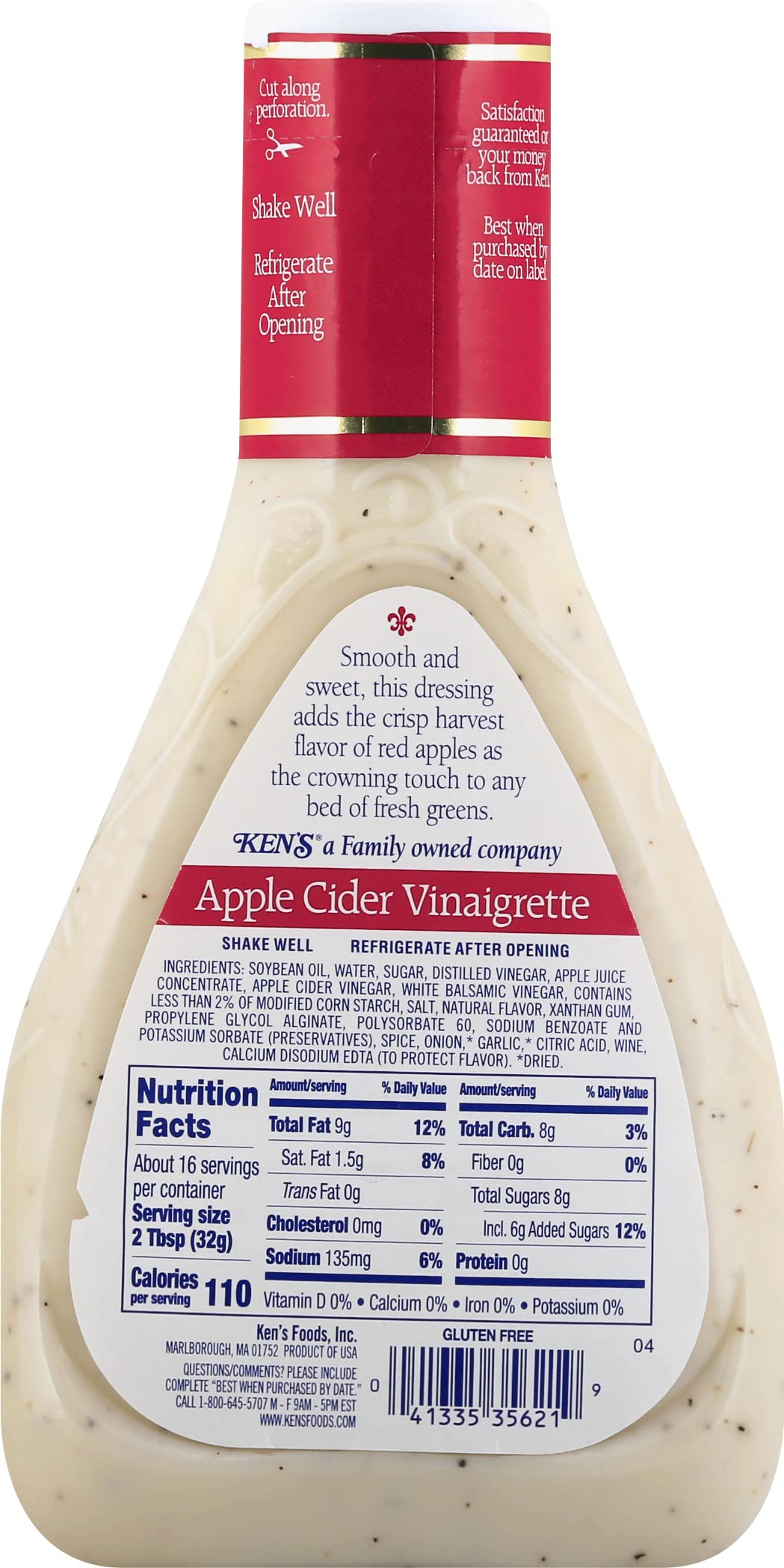Ken's Steak House Apple Cider Vinaigrette Dressing (16 Fl Oz, Pack of 6)