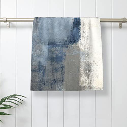 SUPLUCHOM Hand Towel Blue Gray Modern Art Abstract for Bathroom Kitchen Microfiber Fingertip Bath Towels 16 x 27.5 Inch Soft Decorative Home Hotel Gym Laundry Room