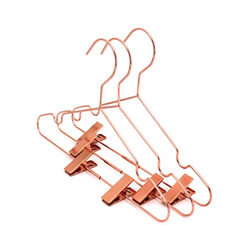 Rose Copper Gold Shiny Steel Wire Coat Clothes Garment Hangers with Clips Bar Fit Closet Hangers Koobay 12.5" (10)