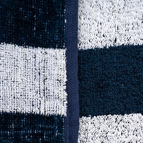 SUPERIOR 100% Egyptian Cotton, 450 GSM, Yacht Club Oversized Beach Towel (Set of 2) 34βx 64β, 2-Ply, High Absorbency Nautical Striped Anchor Pattern