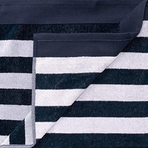 SUPERIOR 100% Egyptian Cotton, 450 GSM, Yacht Club Oversized Beach Towel (Set of 2) 34βx 64β, 2-Ply, High Absorbency Nautical Striped Anchor Pattern