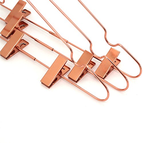 Rose Copper Gold Shiny Steel Wire Coat Clothes Garment Hangers with Clips Bar Fit Closet Hangers Koobay 12.5" (10)