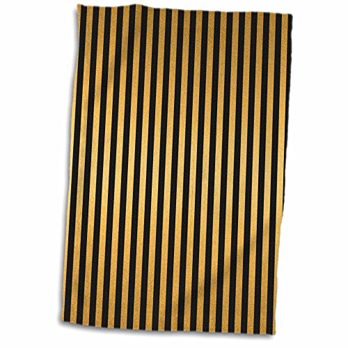 3D Rose Glam Gold and Black Stripes Hand Towel, 15" x 22"