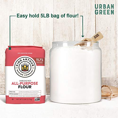 Urban Green Glass Jar with Bamboo Lid, Large Glass Food Storage Jar with Airtight Lid,1 gallon, Large Size Glass Food Storage Container, Flour Container, Kitchen Storage Jars for Candy, Cookie