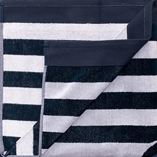SUPERIOR 100% Egyptian Cotton, 450 GSM, Yacht Club Oversized Beach Towel (Set of 2) 34βx 64β, 2-Ply, High Absorbency Nautical Striped Anchor Pattern
