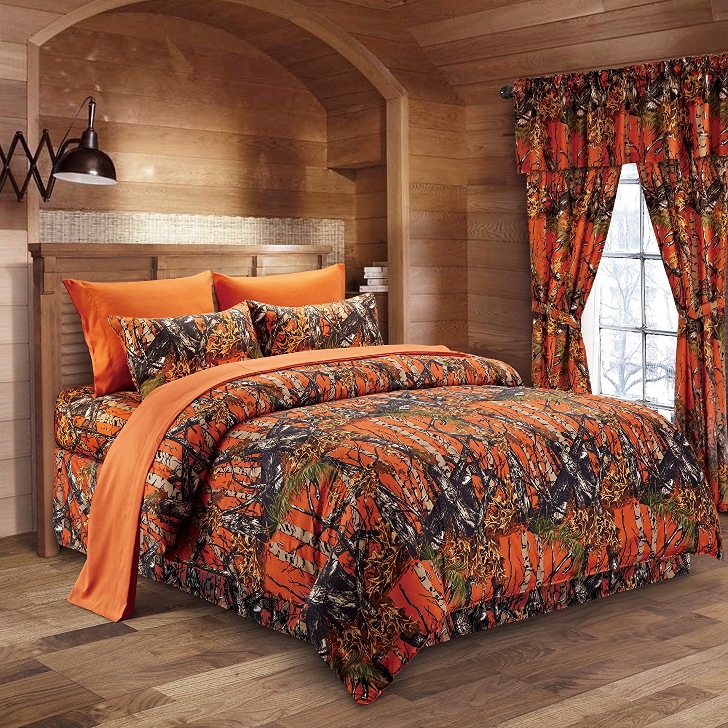Regal Comfort Orange Camo Queen Sheet Set - 6 Piece Set with Fitted Sheet, Flat Sheet & 4 Pillow Cases, Perfect Camouflage Bedding for Cabin Owners, Hunters, Airbnb & Lodge Owners