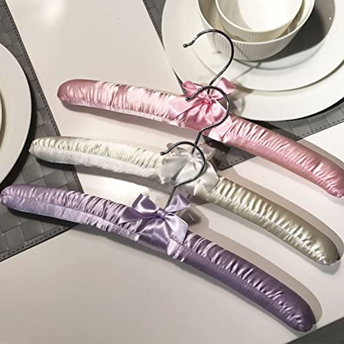 Satin Padded Hangers Sweaters Hangers: Foam Fabric Coat Clothing Hangers No Bump for Adult Wedding Bridesmaid 5Pcs Random Color