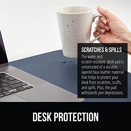 GORILLA GRIP Desk Mat, Non Slip and Heat Resistant Mouse Pad, Soft PU Leather Pads, Dual Sided Blotter, Desktop Protector Cover for Home Office Keyboard Laptop Computer and Writing 23.6x13.7 Navy Blue