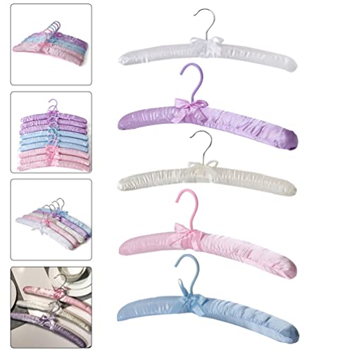 Satin Padded Hangers Sweaters Hangers: Foam Fabric Coat Clothing Hangers No Bump for Adult Wedding Bridesmaid 5Pcs Random Color