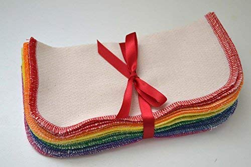 1 Ply Organic Birdseye Washable Baby Wipes 8x8 Inches Set of 20 Rainbow Assortment