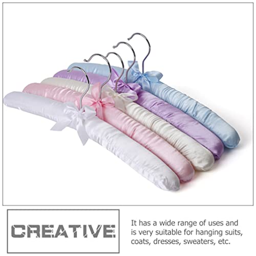 Satin Padded Hangers Sweaters Hangers: Foam Fabric Coat Clothing Hangers No Bump for Adult Wedding Bridesmaid 5Pcs Random Color