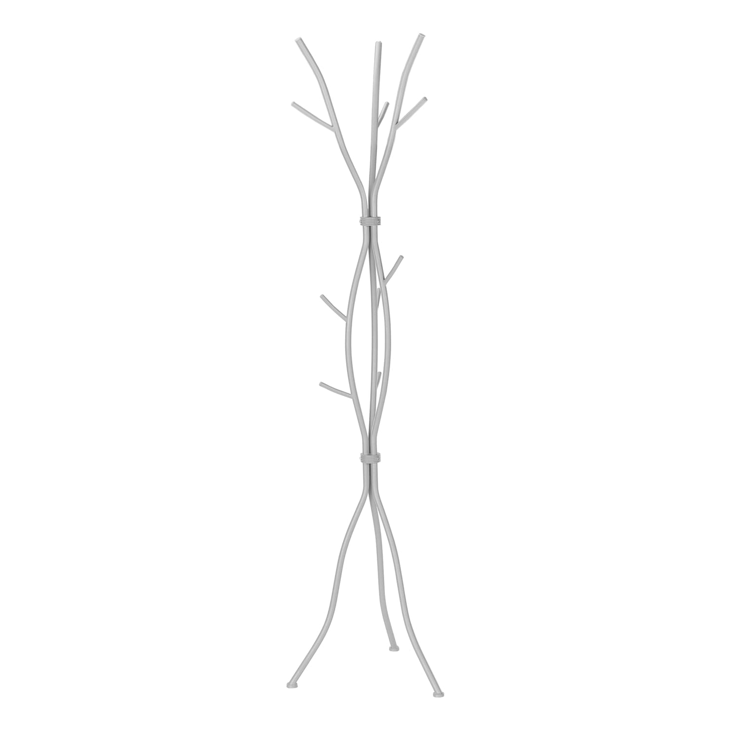 Monarch Specialties I 2061 Coat Rack, Hall Tree, Free Standing, 11 Hooks, Entryway, 74" H, Bedroom, Metal, Grey, Contemporary, Modern