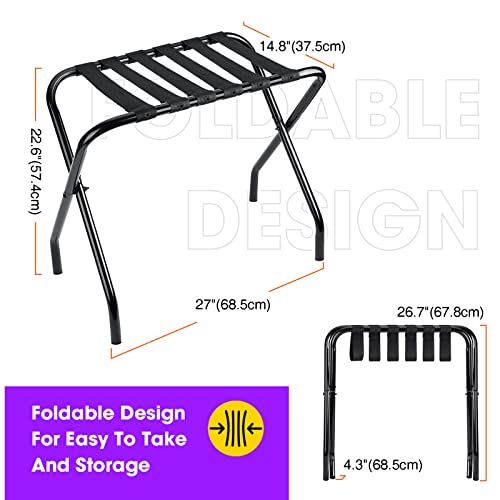 Ulimart Luggage Rack 2Pcs Upgraded Suitcase Stand,Folding Steel Frame,Luggage Rack For Guest Room,Luggage Rack For Suitcases For Bedroom,Easy Assembly Guest Room Essentials