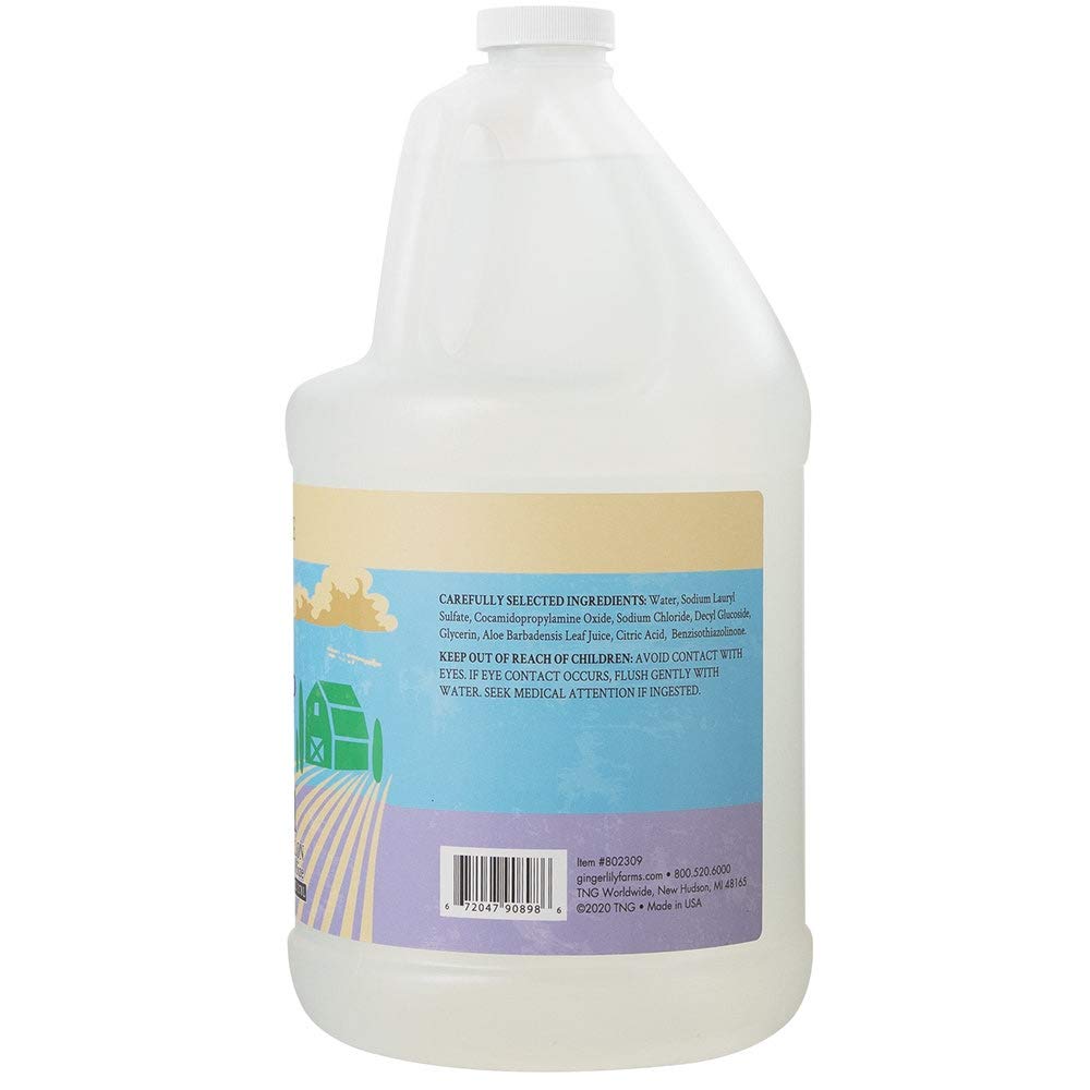 Ginger Lily Farms Botanicals Plant-Based Liquid Dish Soap, Concentrated Formula with Max Grease Cleaning Power, Cruelty-Free, Fragrance-Free, 1 Gallon Refill (128 Fl. Oz.), Clear