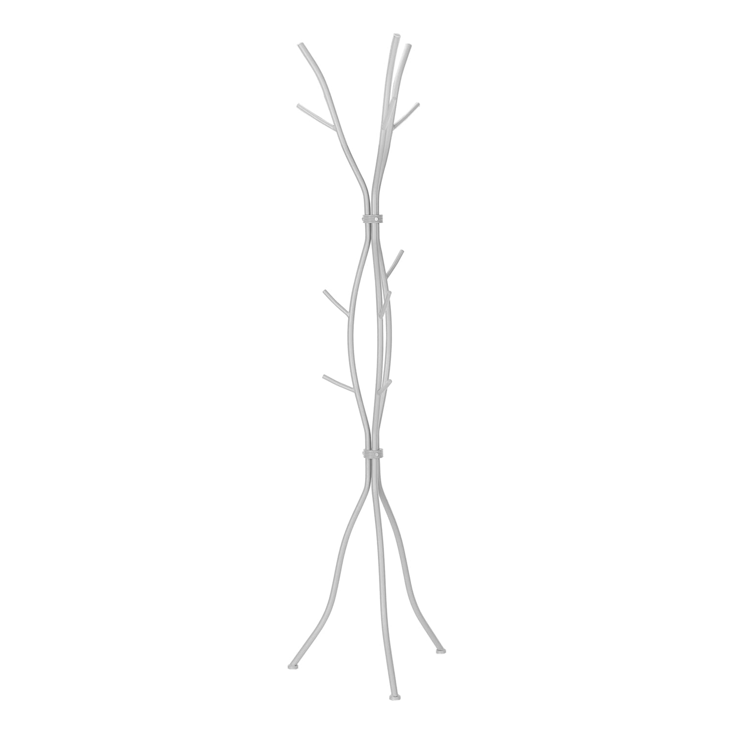 Monarch Specialties I 2061 Coat Rack, Hall Tree, Free Standing, 11 Hooks, Entryway, 74" H, Bedroom, Metal, Grey, Contemporary, Modern