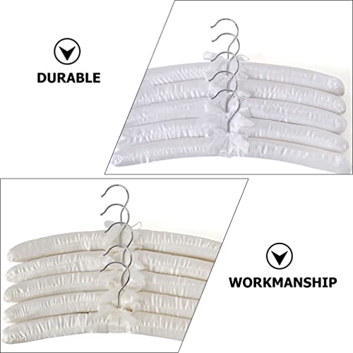 Satin Padded Hangers Sweaters Hangers: Foam Fabric Coat Clothing Hangers No Bump for Adult Wedding Bridesmaid 5Pcs Random Color