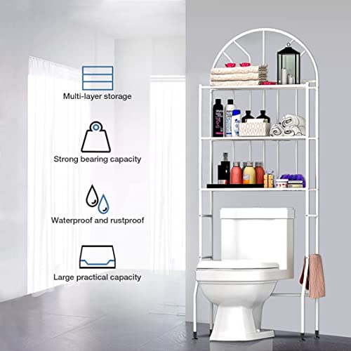 MONIPA Over The Toilet Storage, Bathroom Organizer, 3-Tier White Bathroom Shelf Space Saver, Freestanding Bathroom Toilet Storage Rack Cabinet Shelves