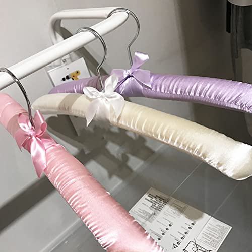 Satin Padded Hangers Sweaters Hangers: Foam Fabric Coat Clothing Hangers No Bump for Adult Wedding Bridesmaid 5Pcs Random Color