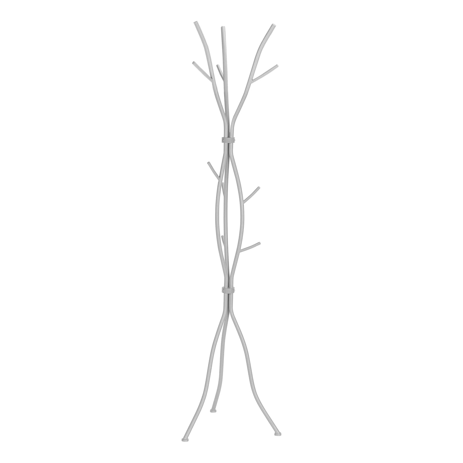 Monarch Specialties I 2061 Coat Rack, Hall Tree, Free Standing, 11 Hooks, Entryway, 74" H, Bedroom, Metal, Grey, Contemporary, Modern