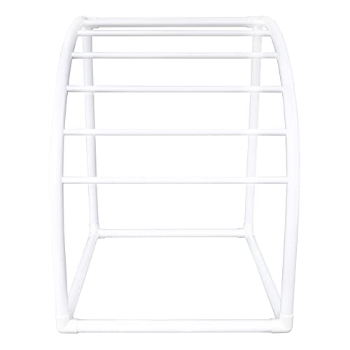 7 Bar Curved Outdoor Towel Rack - Free Standing Poolside Storage Organizer - Also Stores Floats, Paddles and Noodles, 37.5" W x 37.5" L x 49.5" H, (White) Style 244574