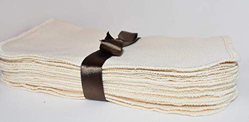 2 Ply Organic Flannel Washable Baby Wipes 8 x 8 Inches Set of 10 Matching Organic Cotton Thread