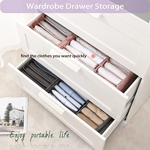 2 Pack Upgraded Jeans T-Shirts Organizer, Wardrobe Clothes Dividers Organizer, Foldable Closet Drawer Storage Box for Jeans Legging T-Shirts Sweat Pant Baby Clothes - Large, Grey