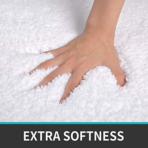 DEXI Bathroom Rug Mat, Extra Soft and Absorbent Bath Rugs, Washable Non-Slip Carpet Mat for Bathroom Floor, Tub, Shower Room (24"x16", White)