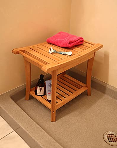 Bamboo Shower Bench w/Side Handles