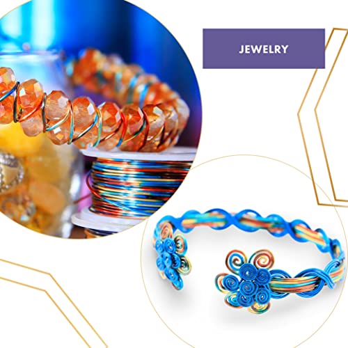 Artistic Wire Multicolor, 18 Gauge Tarnish Resistant Colored Copper Craft Jewelry Wrapping Wire Wire, Blue, Red, Gold, 2 yd