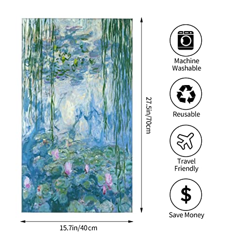 Snrfory Fingertip Towel, Monet Water Lilies Large Hand Towel for Bathroom Kitchen Spa (15.7x27.5 Inch)