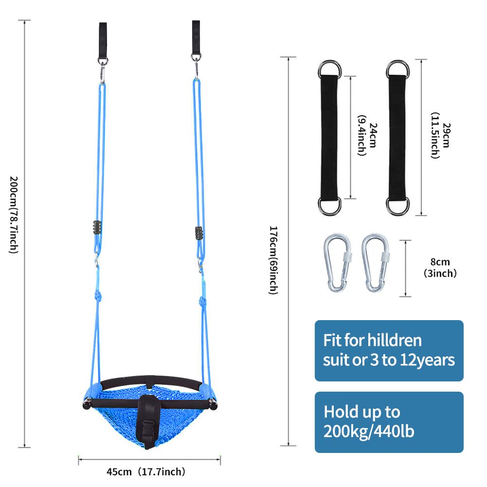 ROPECUBE Toddler Swing & 2-in-1Baby Swing - Adjustable Rope Swing Seat for Kids Indoor & Outdoor Durable Backyard Swing Set for Infants & Toddlers (Blue)